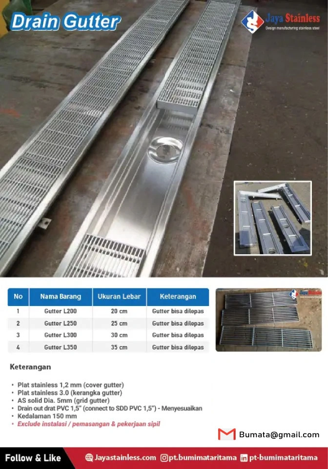 Drain Gutter - JayaStainless