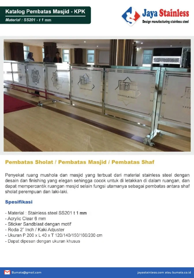 Partisi Stainless Shaf Masjid - JayaStainless
