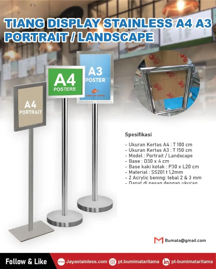 Tiang Display Alas Bulat - JayaStainless