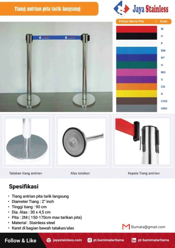 Tiang Antrian Stainless - JayaStainless