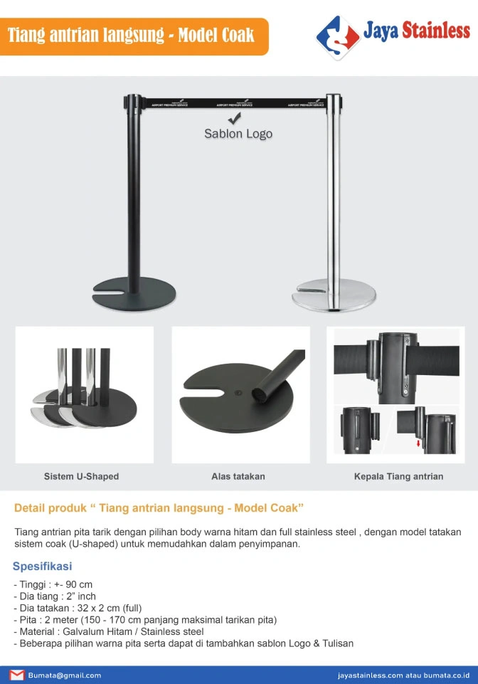 Tiang Antrian Stainless - JayaStainless
