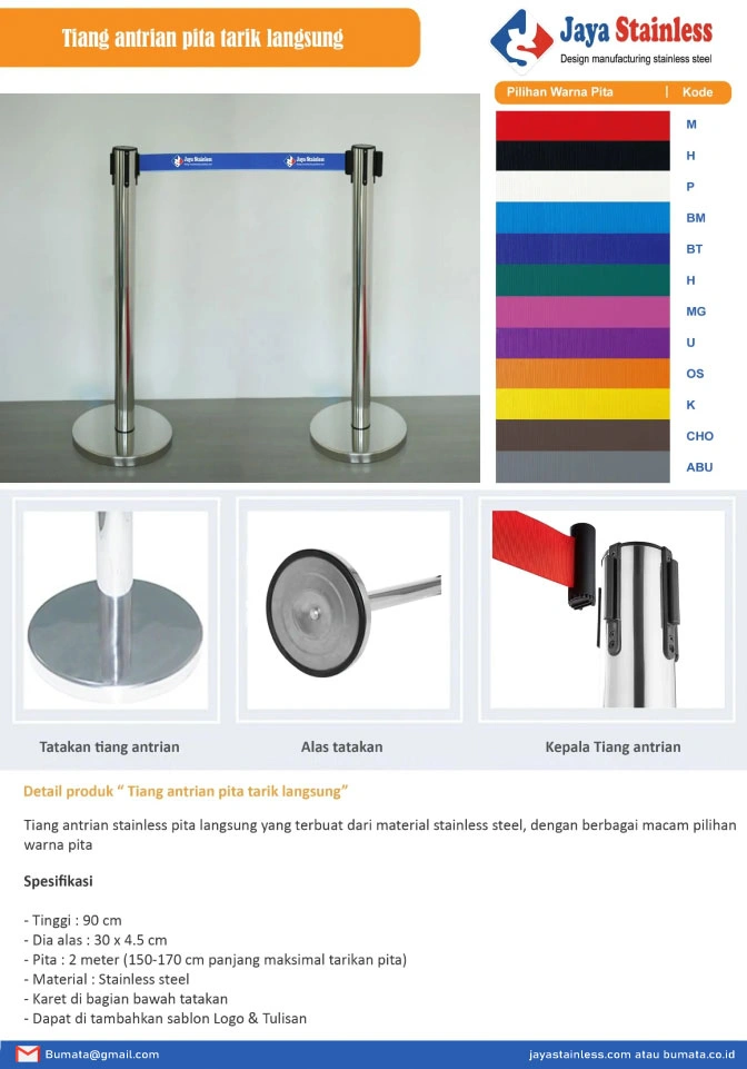 Tiang Antrian Stainless - JayaStainless